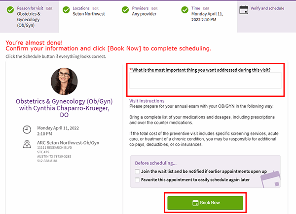 How to schedule an Annual Exam with an Ob/Gyn in MyChart - Austin Regional Clinic